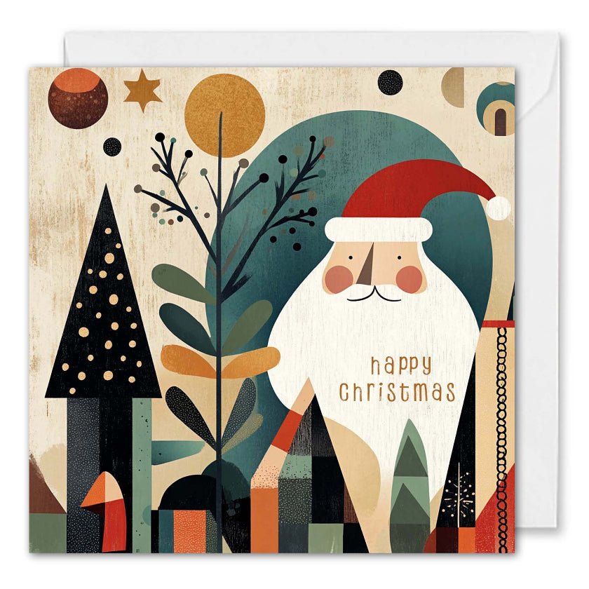 Corporate Christmas Cards - Contemporary Santa - Custom Logo | Greetd