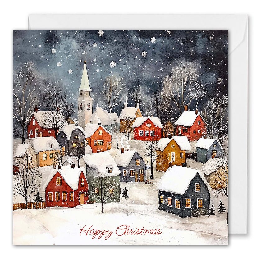 Corporate Christmas Cards - Wintertime Village Houses | Greetd