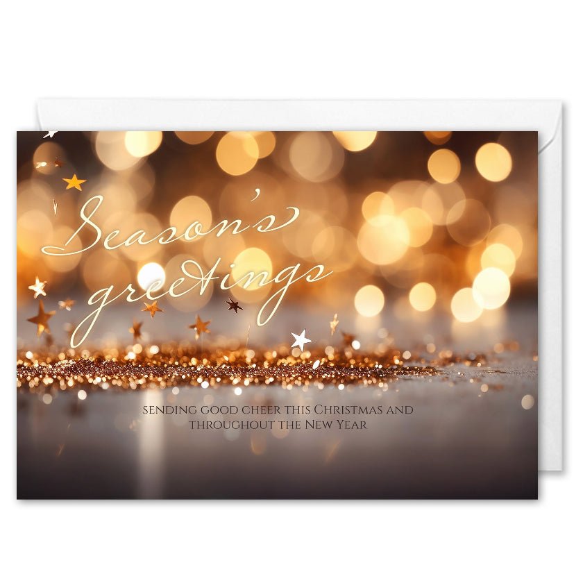 Corporate Christmas Cards - Custom Logo - Sparkle & Stars | Greetd