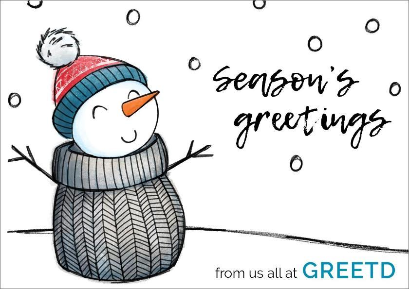 Custom Corporate Christmas Card - Snowman - B2B - For Clients | Greetd