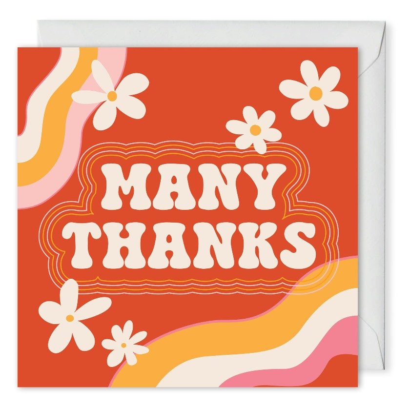 Groovy Many Thanks Card - Personalised, Branded - B2B | Greetd